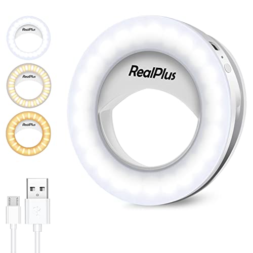 Selfie Ring Light, RealPlus Rechargeable Clip-on Ring Light [New ...