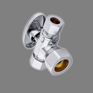 5 PCS 1/4-Turn Dual Compression Angle Stop Valve,1/2" NOM (5/8" OD) x 3 ...