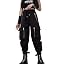 MEINVQIAOTI Black Cargo Pants Women Loose Chained Pants Multi-Pocket ...