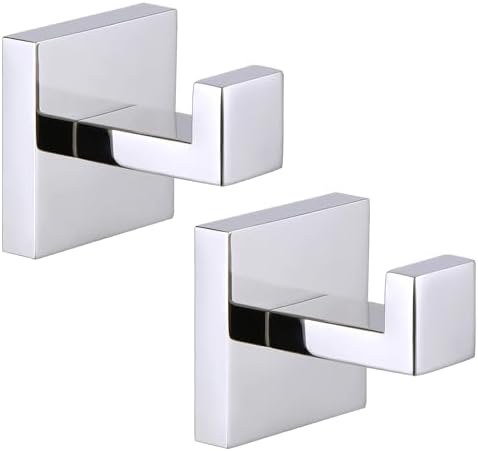 QNIIAED 2 Pcs Square Bathroom Towel Hook,Metal Coat Hook Wall Mounted ...