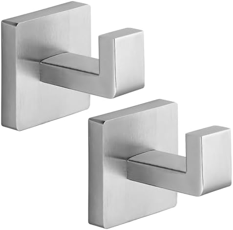 Fenas Heavy Duty Stainless Steel Towel Hooks, Wall Mounted Square Robe ...