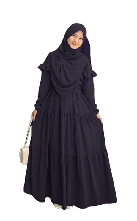 Buy Mera Libaas 2 Frill Self Design Firdos Abaya & Burkha For Women ...
