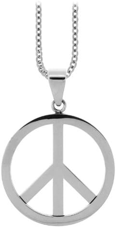 Amazon.com: Stainless Steel Peace Sign Pendant 24"necklace : Clothing ...