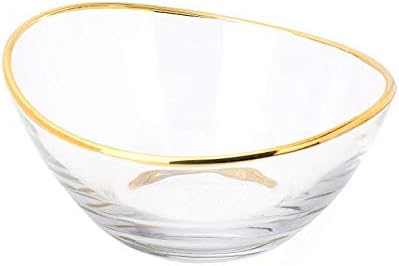 Amazon.com | Glass Serving Bowl with 14K Gold Rim-5"D: Serving Bowls