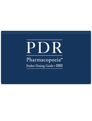 Pdr Pharmacopoeia : Pocket Dosing Guide 2003: Physicians' Desk ...