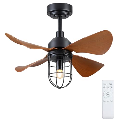 Kviflon Farmhouse Caged Ceiling Fans with Lights Remote Control, 30 ...