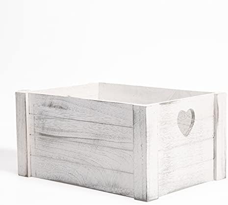 SCOBUTY Pure White Heart Cutout Handles Wooden Crates Shelve Storage ...