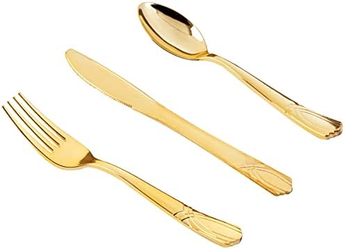 Amazon.com: Nervure 300 Piece Silver Plastic Silverware Set - Heavy ...