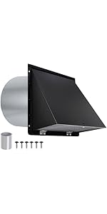 8 Inch Hooded Wall Vent with Screen and Damper,Outdoor Wall Exhaust ...