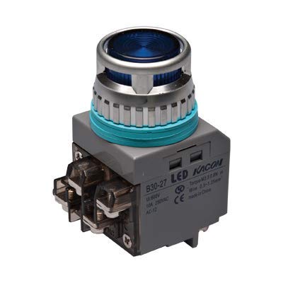 B30-27B-220VAC, 30mm LED Illuminated Momentary Push Button, Round Head ...
