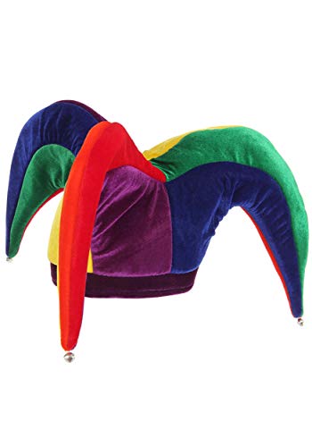 Court Jester Multicolor Plush Costume Hat with Bells - Jester Planet