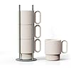 Amazon.com: LIBKEN Stackable Coffee Mug Set with Green Stand Rack 4x8oz ...