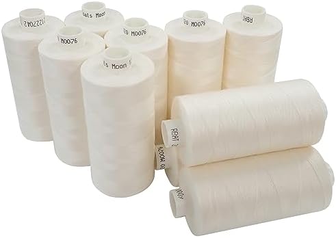 Moon Thread Ivory Spun Polyester Sewing Thread - 1000M, Set of 10 ...