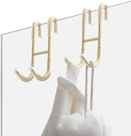 SSTOOHL Over Shower Glass Door Hook, 2 Pack Gold Stainless Steel ...