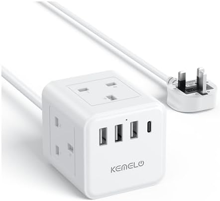 Cube Extension Lead with USB Slots, BEVA 4 Way Multi Plug Power Strip ...