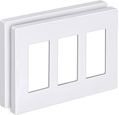 Nexete 3-Gang Screwless Wall plate Light Switch Outlet Face Cover White ...