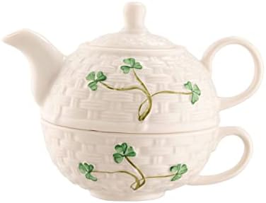 Amazon.com: Belleek Shamrock Tea for One - Handcrafted Ceramic Teapot ...
