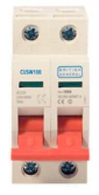 BRITISH GENERAL BG MAIN SWITCH ISOLATOR 100A 100 amp DOULBE POLE 2 ...