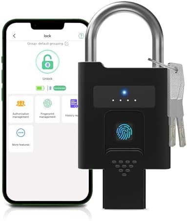 Amazon.com: eLinkSmart Fingerprint Padlock with Key Backup, Heavy Duty ...