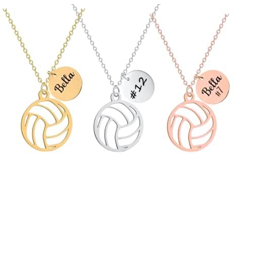 Amazon.com: Volleyball Gift, Personalized Engraved Dainty Volleyball ...