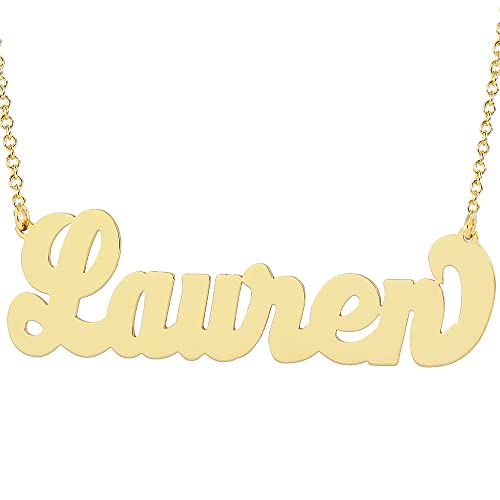 Amazon.com: 10k Gold Personalized Name Necklace Monogrammed Bold Script ...