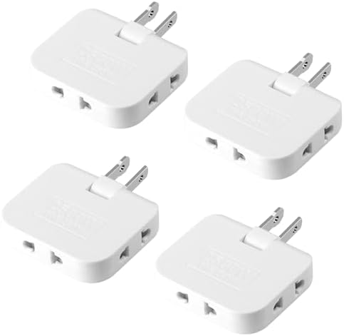 Amazon.com: 4 Pack 3 Way Flat Wall Plug Adapter, 180 Degree Rotating 3 ...