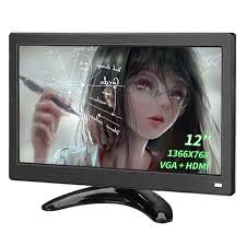 Vr 12" Inch Tft LCD Monitor with Av Hdmi Bnc Vga Input,USB 1366X768 ...