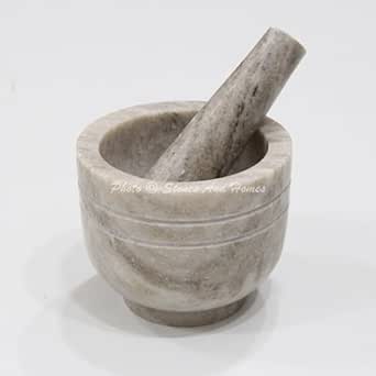 Amazon.com: Stones And Homes Indian Brown Mortar and Pestle Set Large ...