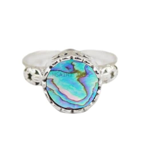 Amazon.com: Solid 925 Sterling Silver Ring for Women & Men, Abalone ...