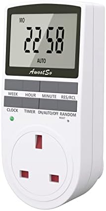 Electronic digital mains Timer Socket Plug-in with LCD Display 12/24 ...