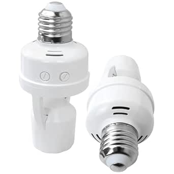2 Pieces Motion Sensor Light Socket Smart Screw in Light Bulb Outlet ...