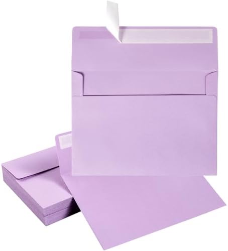 Amazon.com : Wishop 100 Pack Light Purple A7 Envelopes Self-Adhesive ...