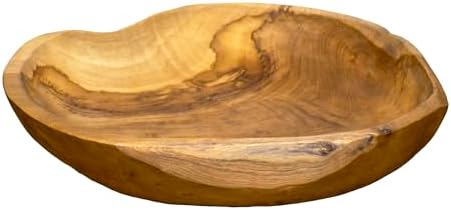 Teak Root Long Bowl 35cm Antique Rustic Kitchen Hand Carved Wood Fruit ...