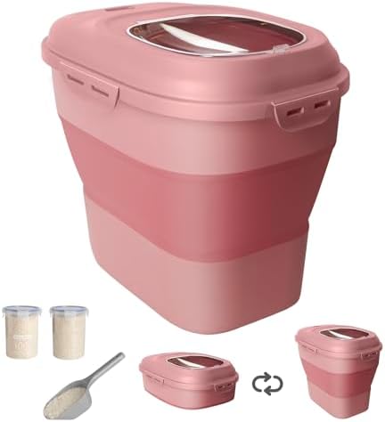 Amazon.com: Sunnyray 4 Packs Rice Storage Container with Wheels 38.5 LB ...