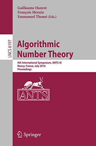 Ebook Algorithmic Number Theory 9th International Symposium Ants Ix Nancy France July 19