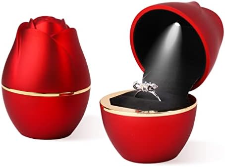 Amazon.com: Rolin Roly Red Ring Box with LED Light Rose Jewelry Ring ...