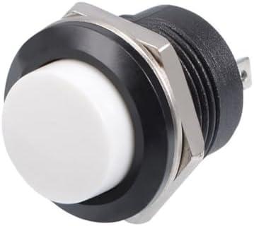 SHOKITECH White R13-507 16MM 2PIN Momentary Self-Reset Round Cap Push ...