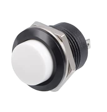 SHOKITECH White R13-507 16MM 2PIN Momentary Self-Reset Round Cap Push ...