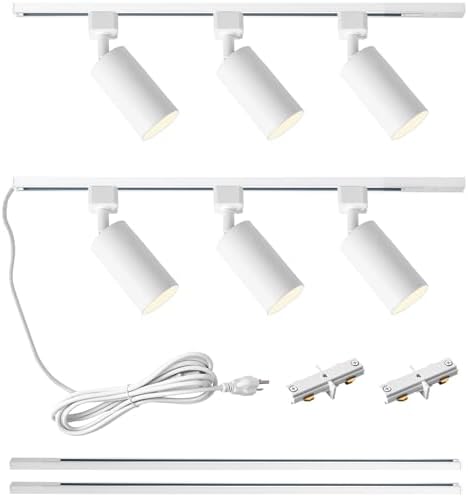 LRAEMXG Plug in Track Lighting with Power Cord, 6-Light GU10 Track ...