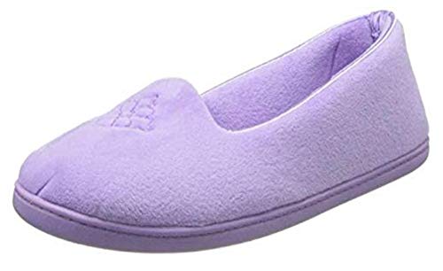 Dearfoams Women's Micro Velour Embroidered Closed Back Slippers (Large ...