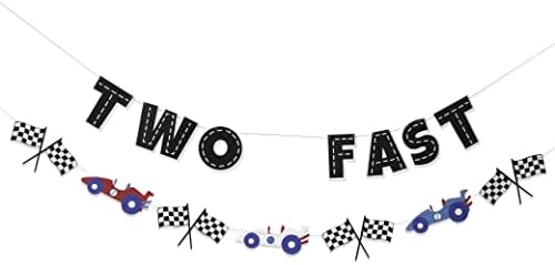 Amazon.com: Two Fast Banner, 2nd Birthday Decorations, Race Car Theme ...