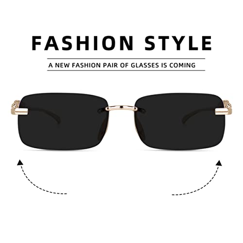 Buy Legend Eyewear Mc Stan Vintage Rimless Sunglasses Retro Luxury Gold ...