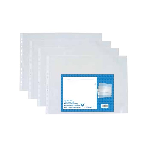 Sheet Protector A3 - Transparent Clear Pack of 50- 2packs(100 pcs ...