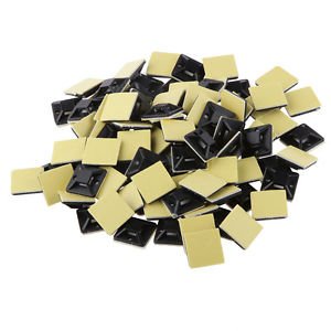 100 Pcs 20mm x 20mm Self Adhesive Cable Tie Mount Base Holders Black ...