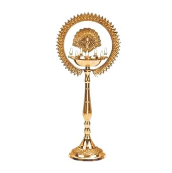 Buy Handcrafted Brass Peacock Diya Oil Lamp – Traditional Deepam Stand ...