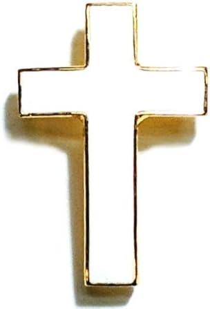 Amazon.com: Chaplain Enamel Cross Pin - White Body Gold Accent ...