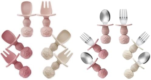 Amazon.com: PandaEar 12 Pack Silicone Baby Spoons and Fork, Pink : Baby