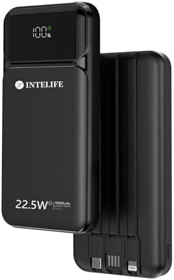 INTELIFE Power Bank 10000mAh 22.5w Carga Rápida Batería Portátil con 3 ...