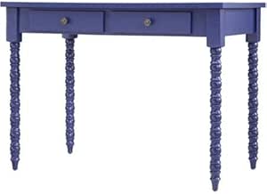 Amazon.com: Blue Computer Desk with 2 Drawers Storage Organize Home ...