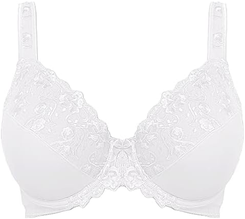 TELIMUSSTO Women's Full Coverage Underwire Bra Non Padded Floral Lace ...